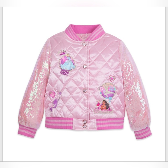 Disney | Shirts & Tops | Disney Pink Quilted Varsity Jacket | Poshmark
